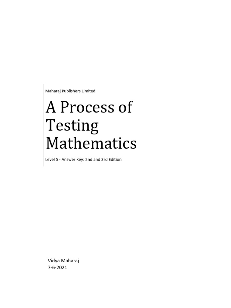 A Process of Testing Mathematics - Level 5.2 2018 - Answer Key | PDF ...