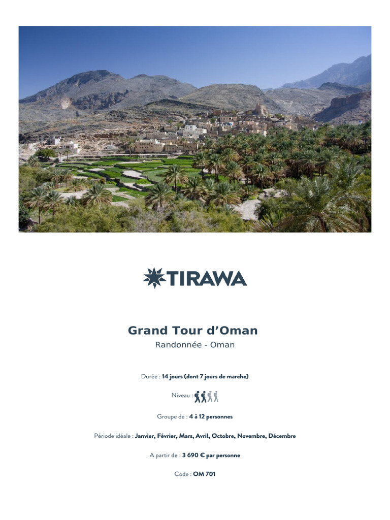 Grand Tour d'Oman : Randonnée et Culture | PDF | Visa (Document) | Coût ...