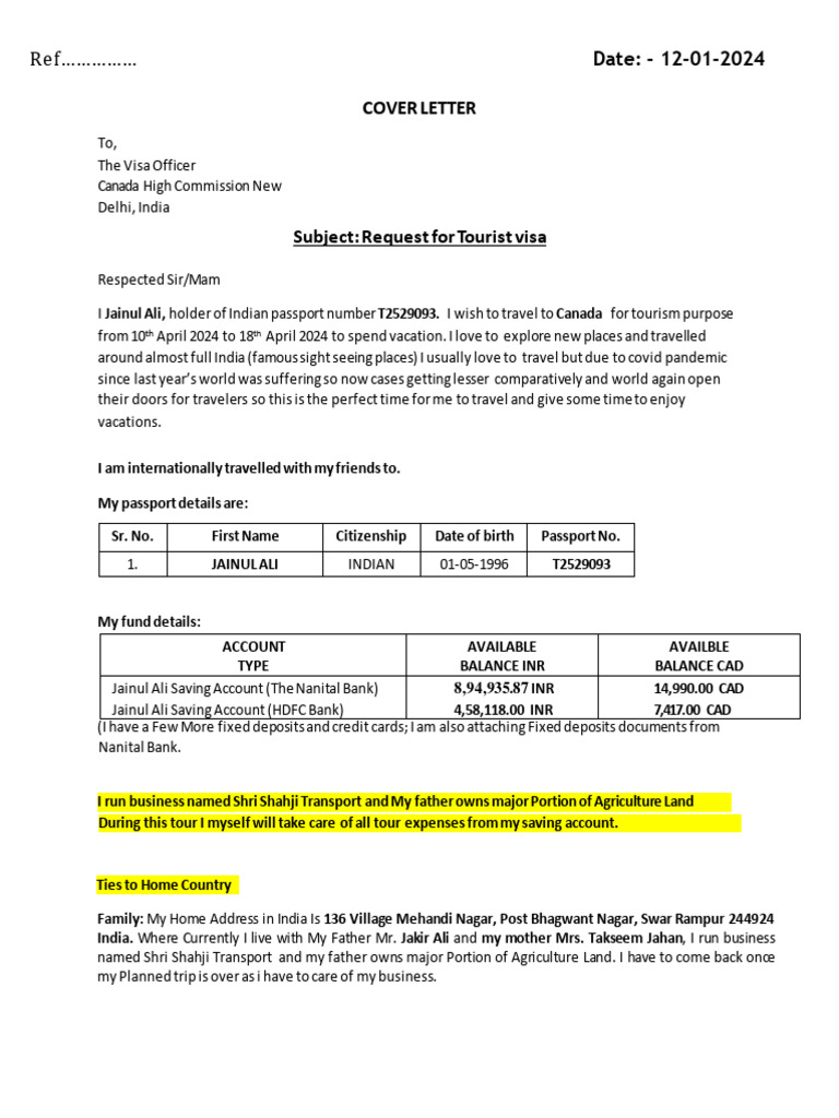 Pradeep Kumar Cover Letter | PDF | Travel Visa | Passport