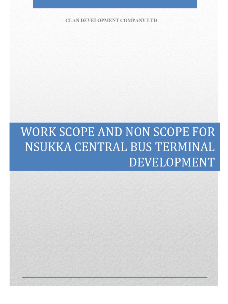 Work Scope and Non Scope For Nsukka Central Bus Terminal Development ...
