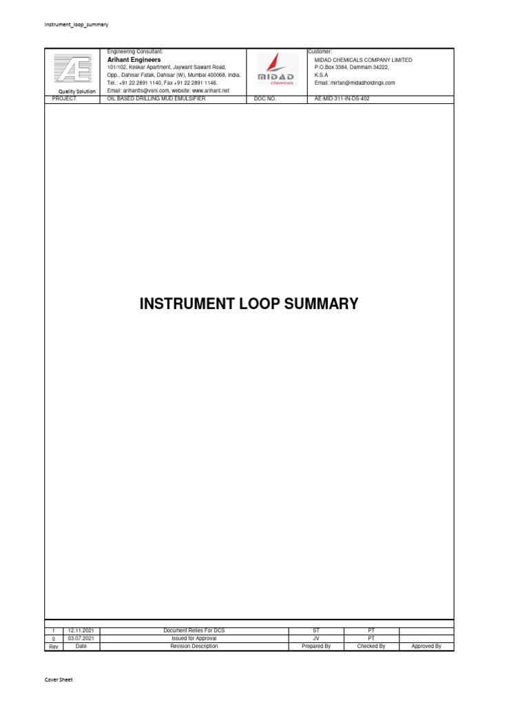 Instrument Loop Summary | PDF | Mechanical Engineering | Electrical ...