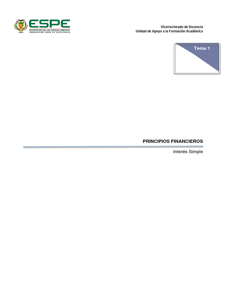 Tema 1 Principios Financieros | PDF | Interés | Finanzas Matemáticas