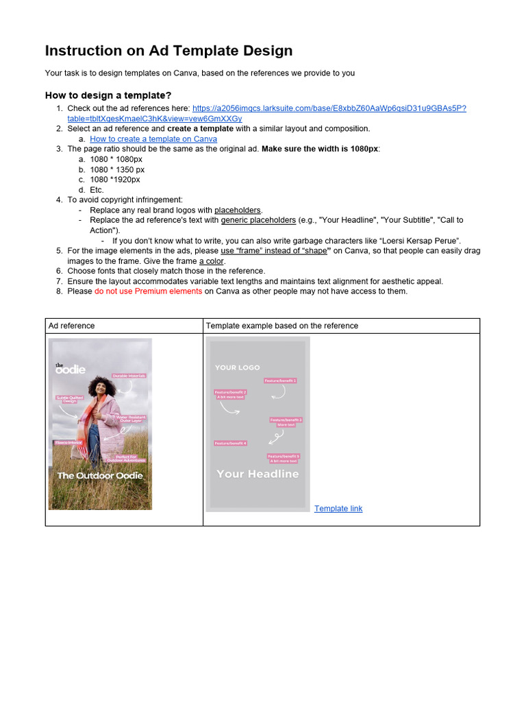 Instruction On Ad Template Design | PDF | Career & Growth