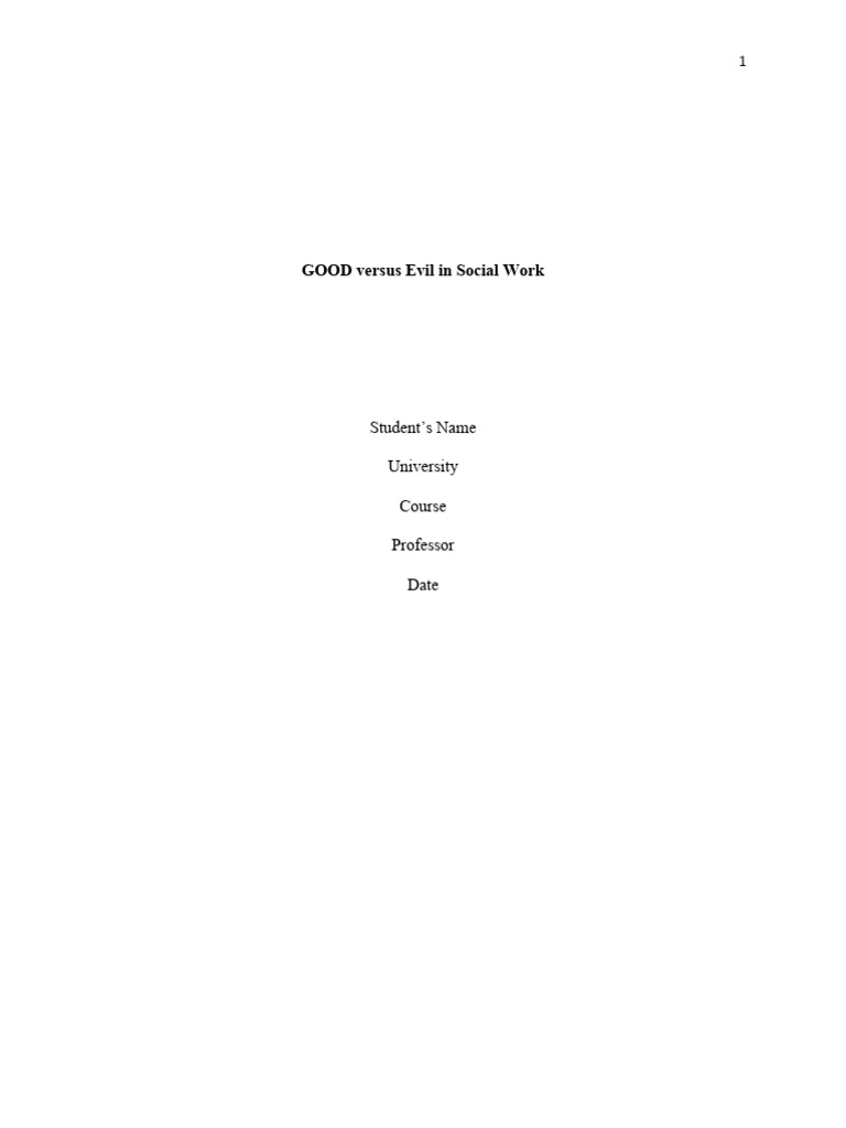 GOOD Versus Evil in Social Work | PDF | Natural Law | Psychotherapy