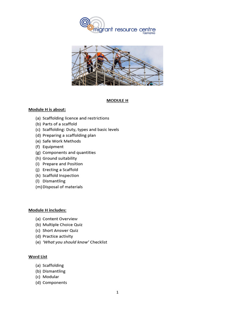 Module H Scaffolding | PDF | Scaffolding