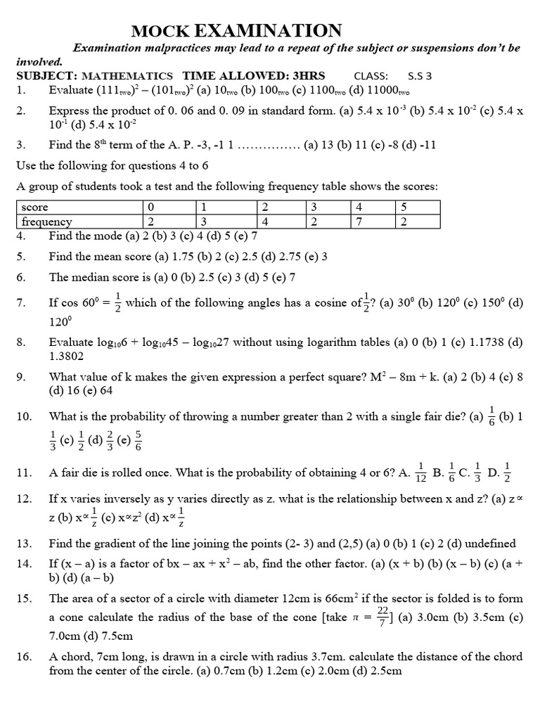 Mathematics Mock Year 12 | PDF | Euclidean Geometry | Mathematics