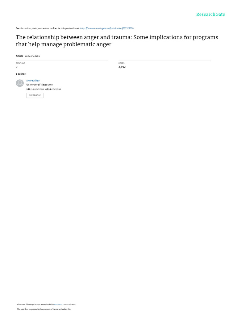 The Relationship Between Anger And Trauma Some Imp Pdf