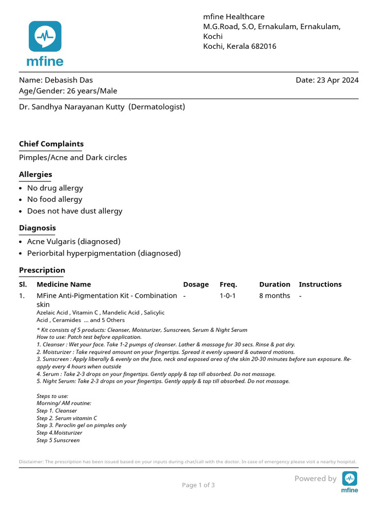 Prescription 1713859740112 | PDF | Pimple | Dermatology