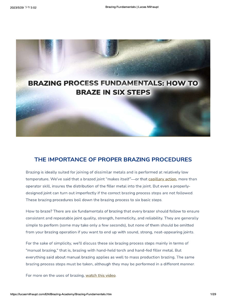 Brazing Process Fundamentals - How To Braze in Six Steps | PDF