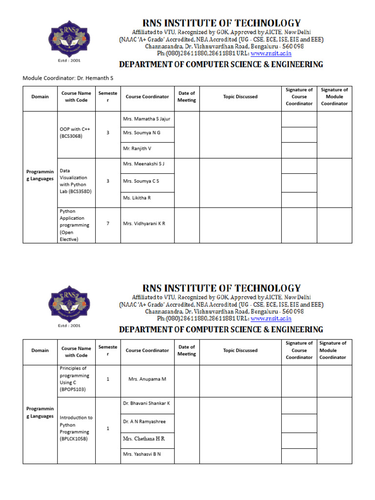 Module Coordinator FollowUp | PDF | Computing | Computer Science