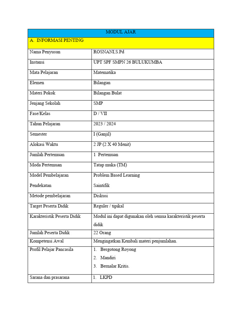 Modul Ajar - ROSNANI | PDF | Karier & Perkembangan
