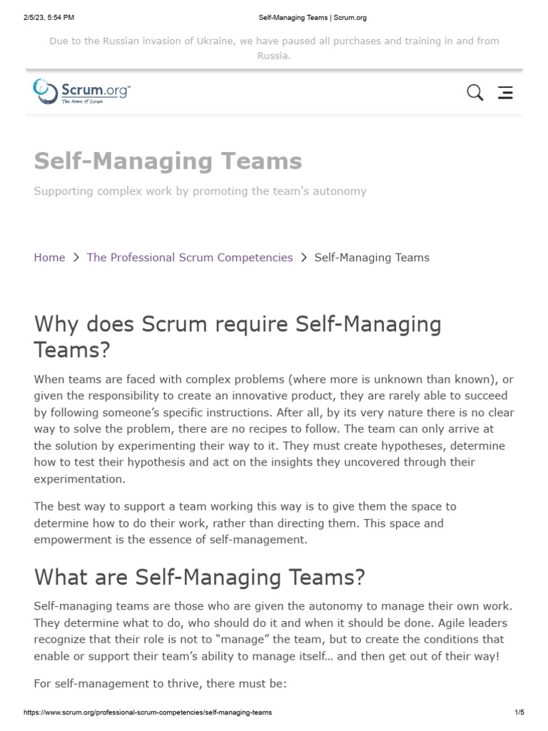 Self-Managing Teams | PDF | Scrum (Software Development) | Social Psychology