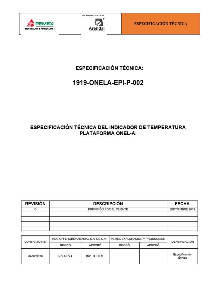1919-Onela-Epi-P-002 Rev C | PDF | Calibración