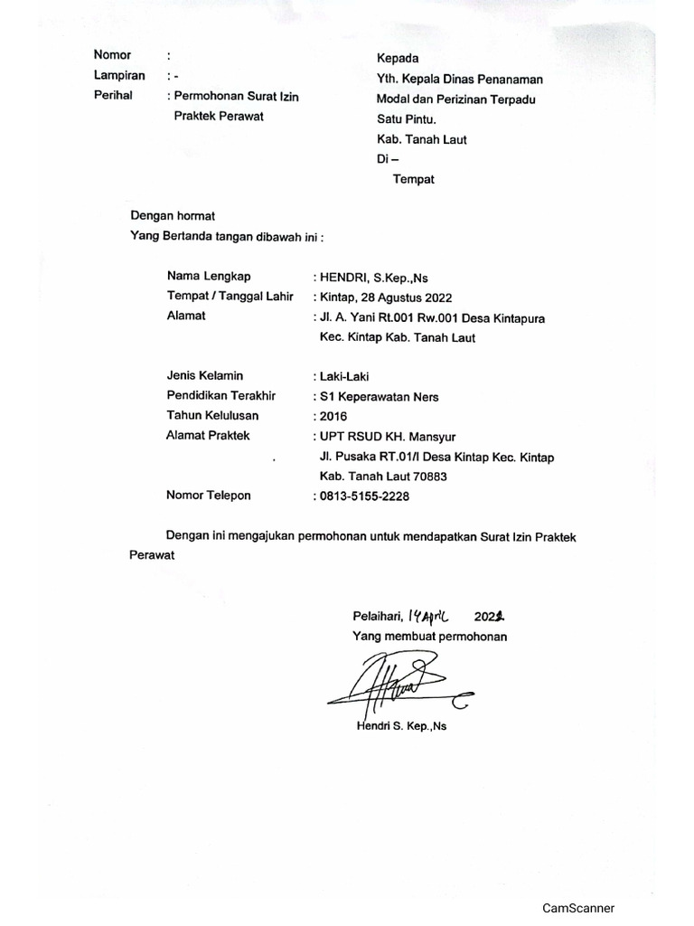 528 - Syarat - 181 - Surat Permohonan SIP | PDF