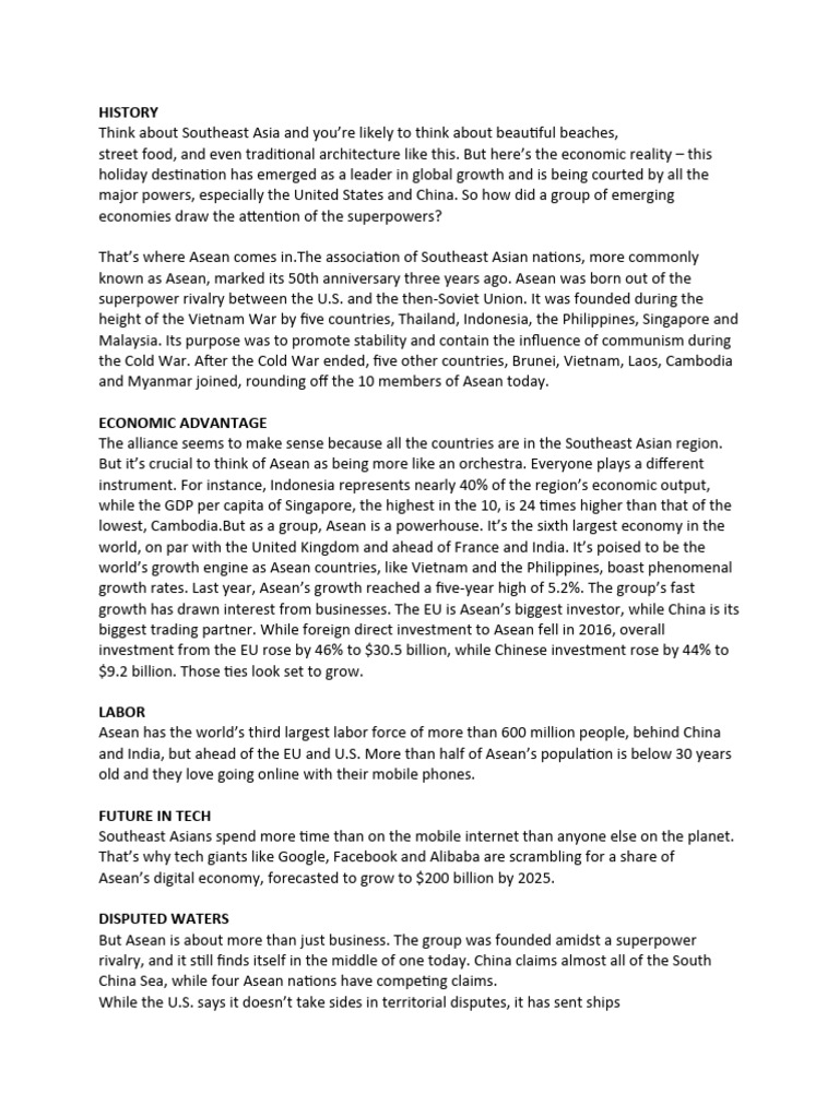 ASEAN Script | PDF | Southeast Asia | International Relations