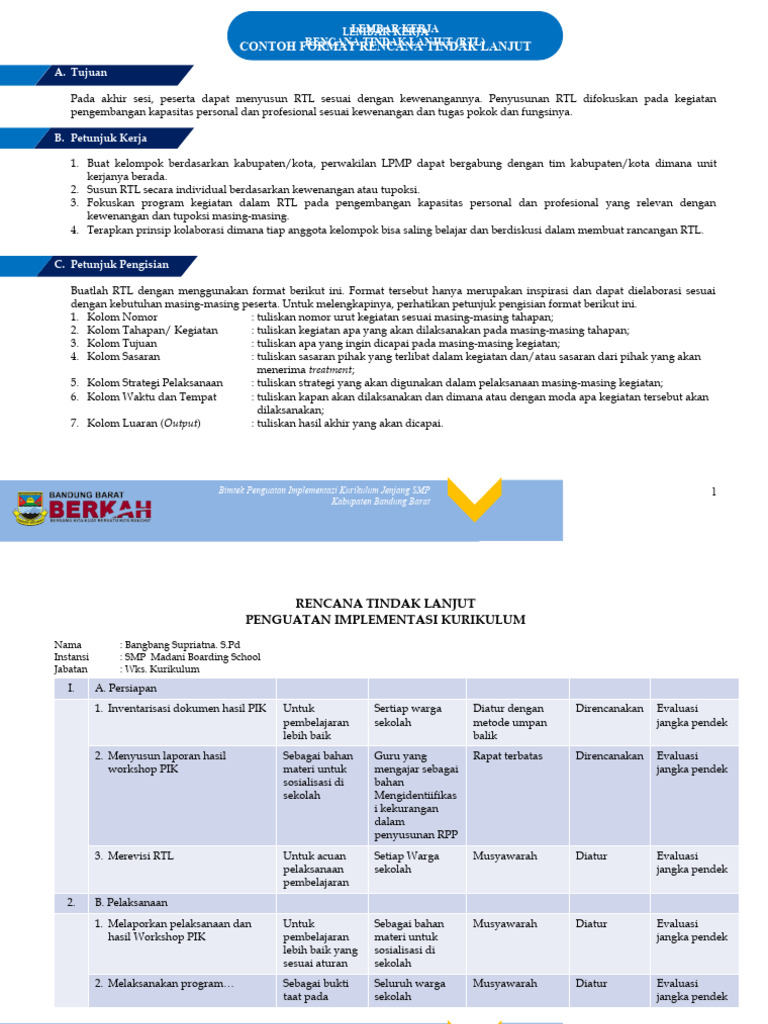 LK RTL SMP Madani Boarding School | PDF