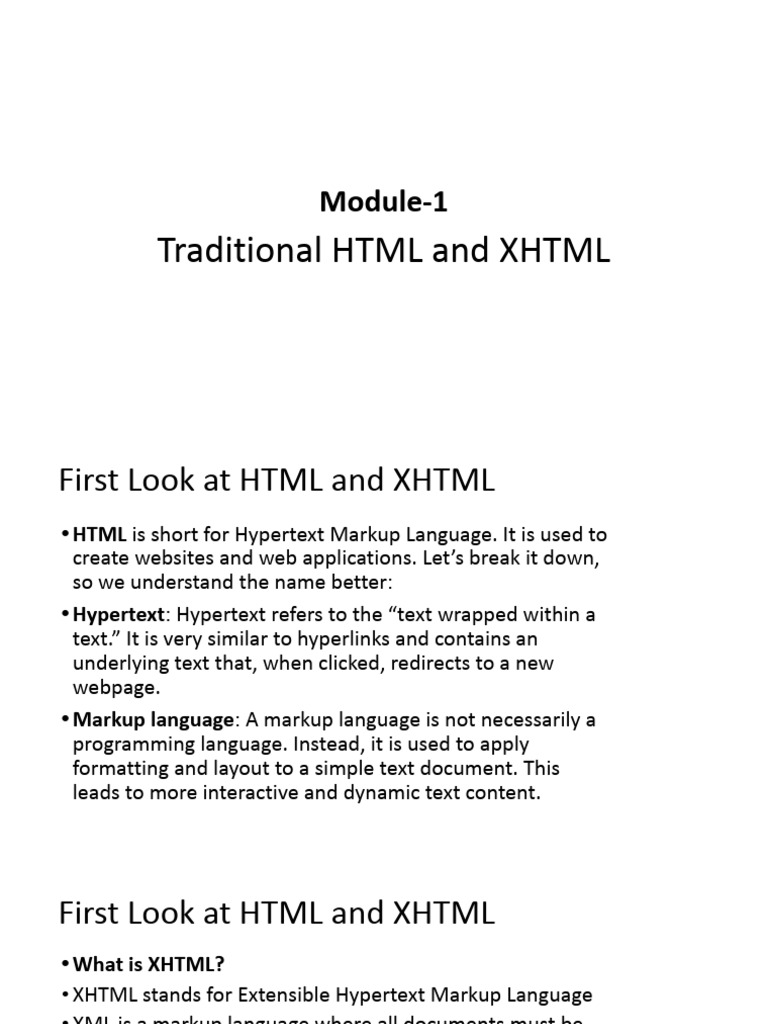 HTML vs. XHTML: Key Differences | PDF | Html | Html Element