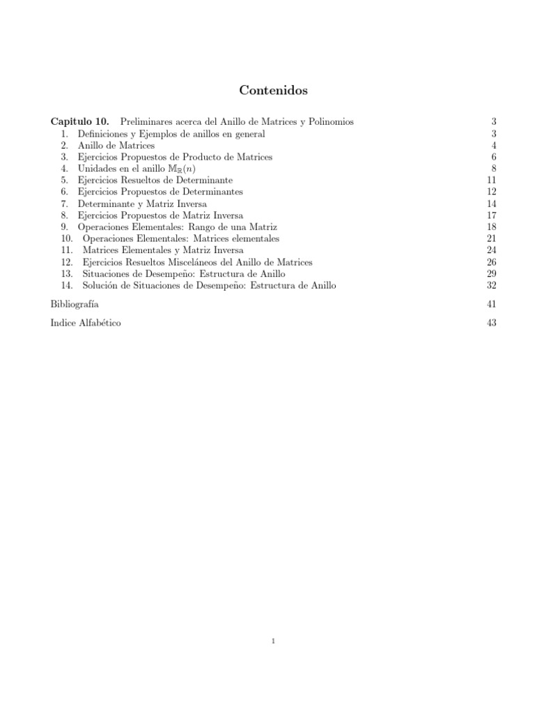 Capitulo10 Anillodematrices | PDF | Anillo (Matemáticas) | Matriz (Matemáticas)