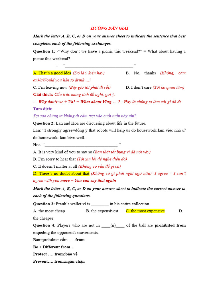 ĐÁP ÁN ĐỀ VIP 12 | PDF