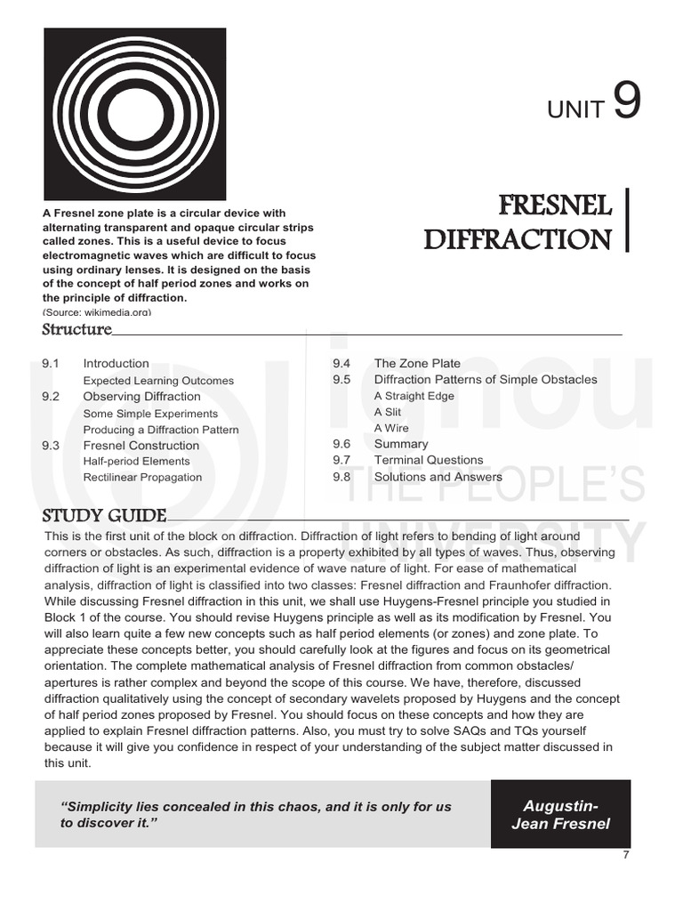 Fresnel Diffraction | PDF | Diffraction | Wavelength