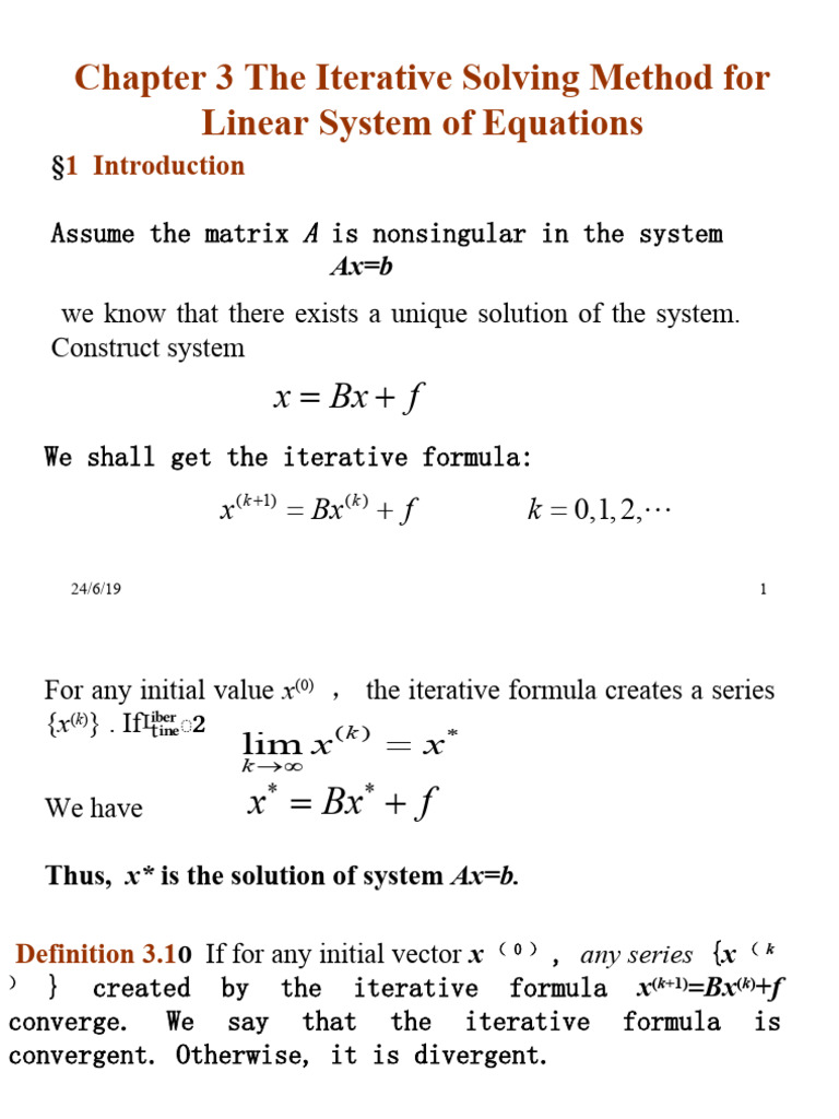 Chapter 3 The Iterative Solving Method For Linear System of Equations ...