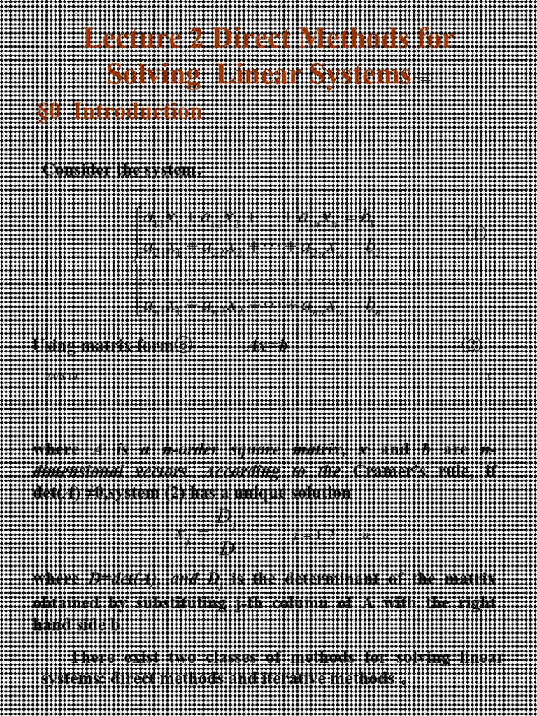 Chapter 2 Direct Methods for Solving Linear Systems | PDF | System Of Linear Equations | Mathematics
