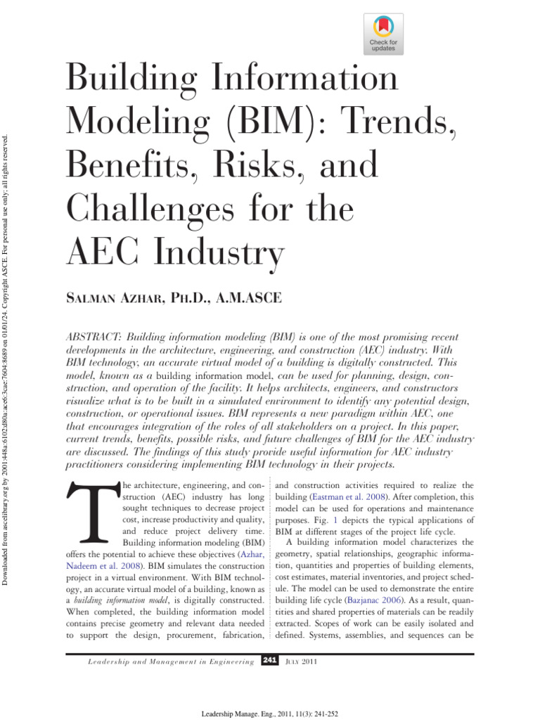 azhar-2011-building-information-modeling-(bim)-trends-benefits-risks-and-challenges-for-the-aec ...