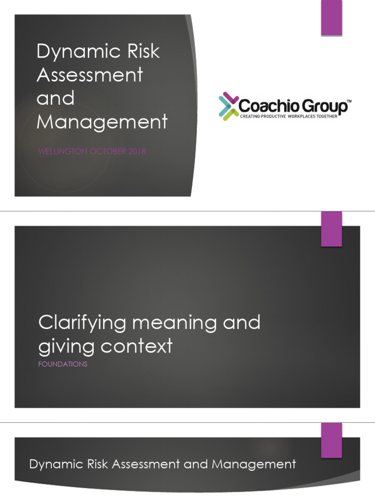 Dynamic Risk Assessment and Management: Wellington October 2018 ...