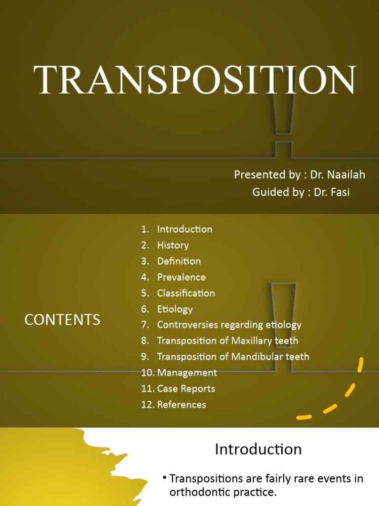 Transposition (I & II) | PDF | Human Tooth | Orthodontics