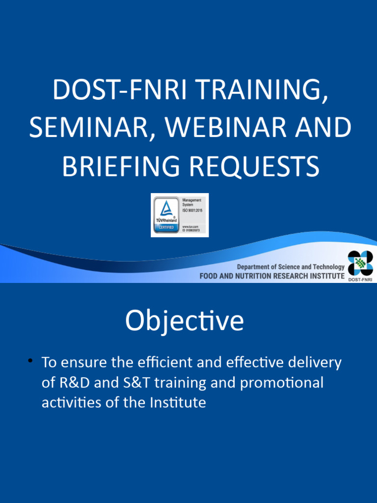 Dost-fnri Training, Seminar, Webinar And | PDF