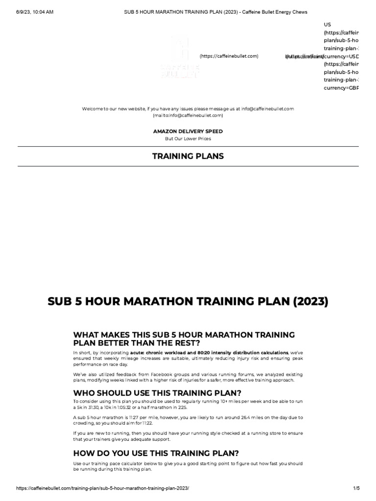 SUB 5 HOUR MARATHON TRAINING PLAN (2023) - Caffeine Bullet Energy Chews ...