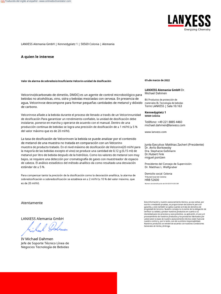 INFORMACION VELCORIN - En.es | PDF | Metanol