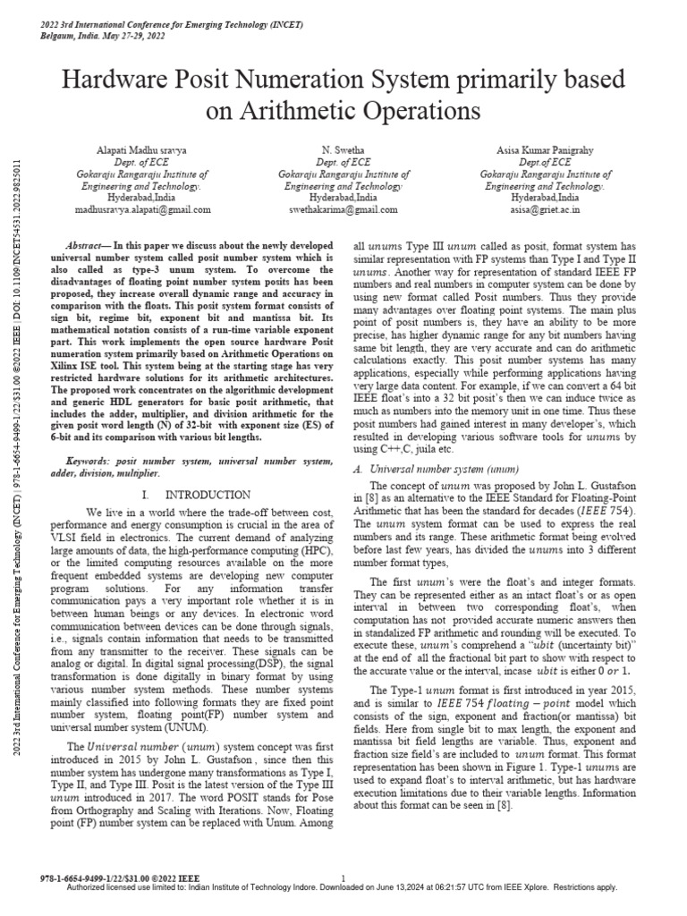 Hardwarepositnumerationsystemprimarilybasedonarithmeticoperations Pdf Field 