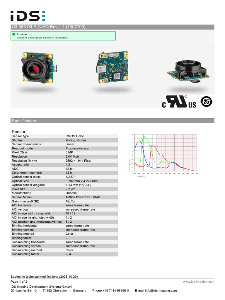 U3-3681XLE-C-HQ Rev 1 1 | PDF | Pixel | Frame Rate