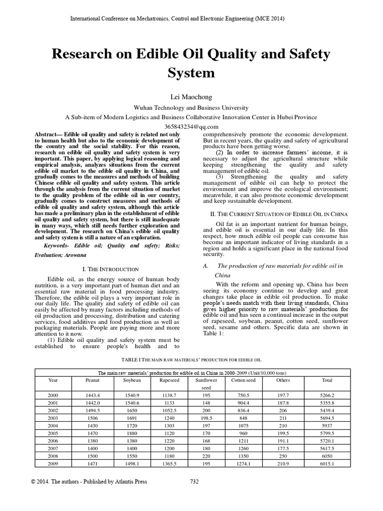 Edible Oil Quality and Safety Research | PDF | Cooking Oil | Safety