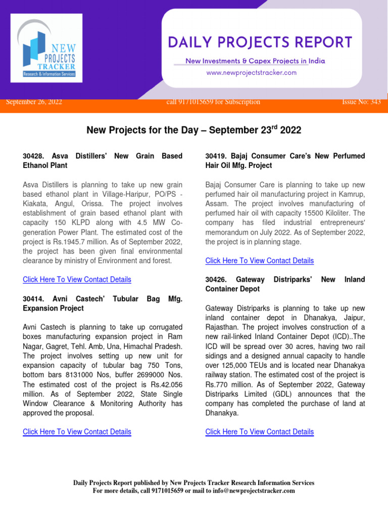 Daily Projects Report (343) - September 26, 2022 | PDF | Pipe (Fluid ...