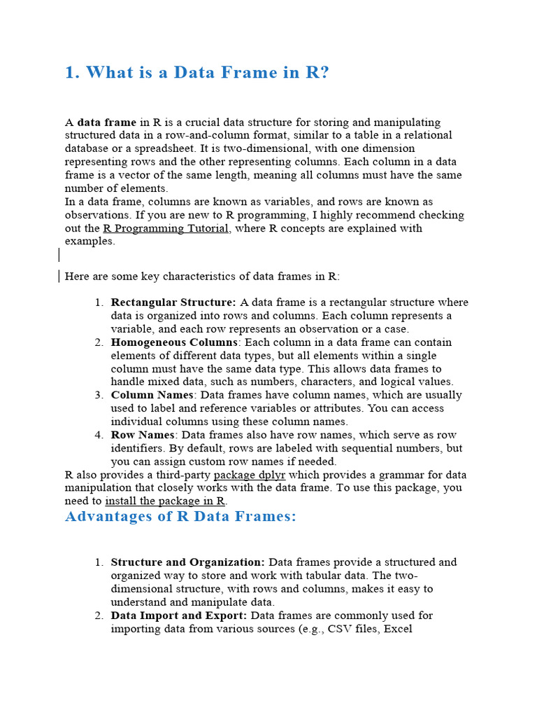 What Is A Data Frame in R? | PDF | Parameter (Computer Programming ...