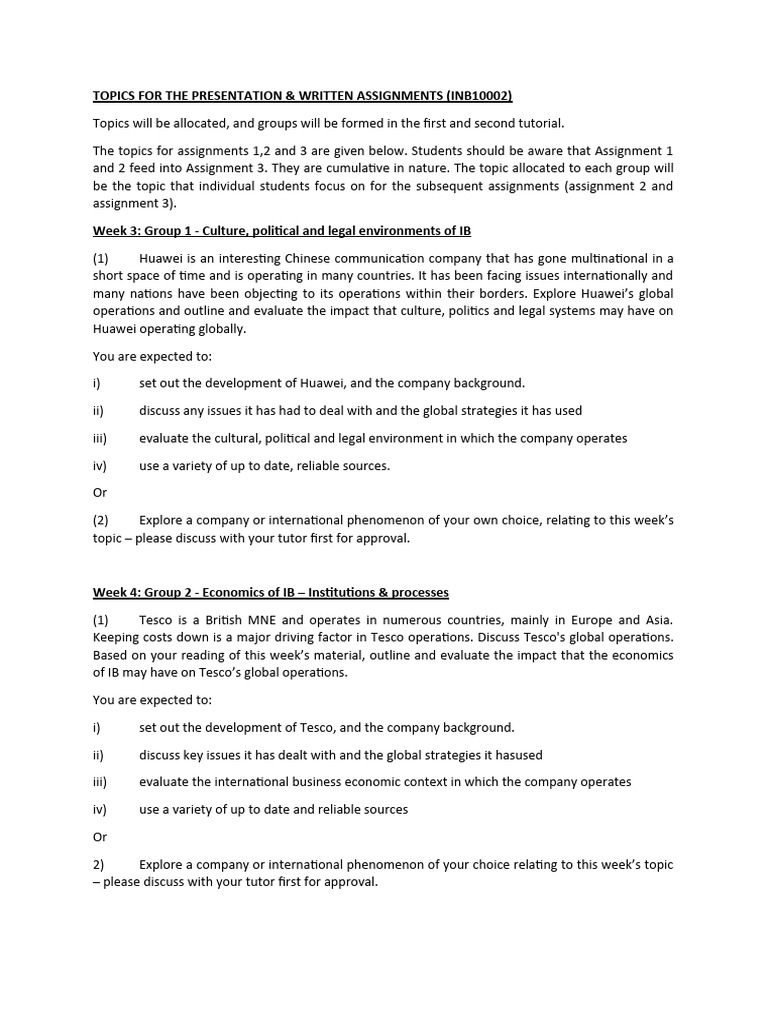 International Business Assignment Topics | PDF | Economies