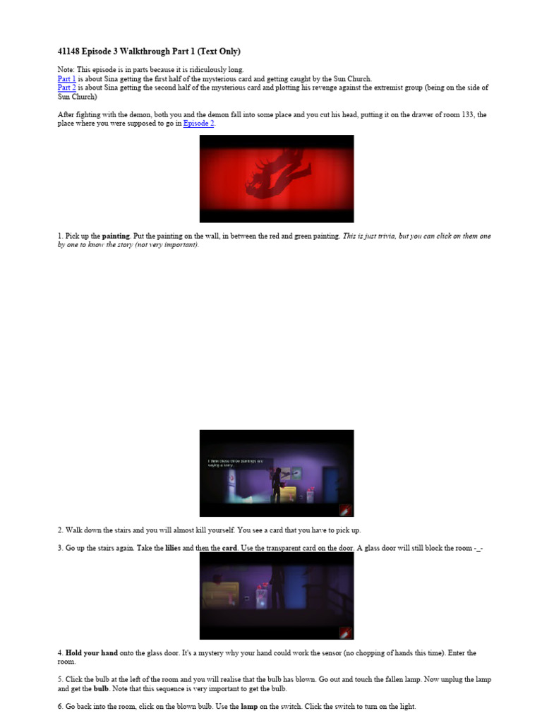 Episode 3 Walkthrough Part 1 | PDF | Art | General Fiction