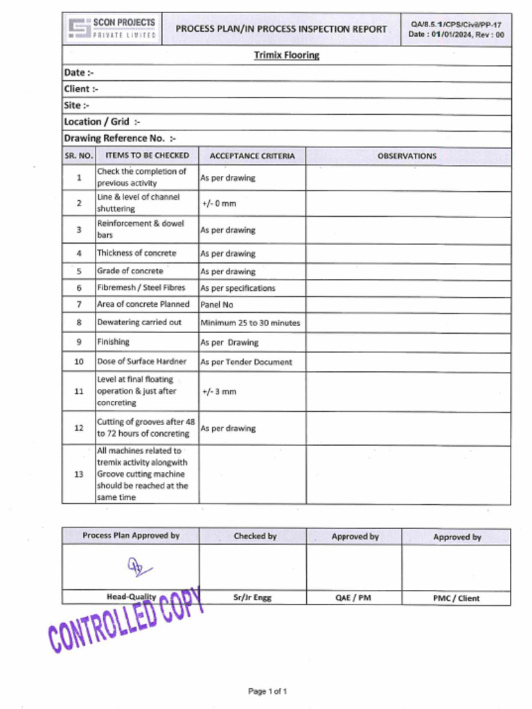 PP-17_Civil Checklist_Trimix Flooring | PDF