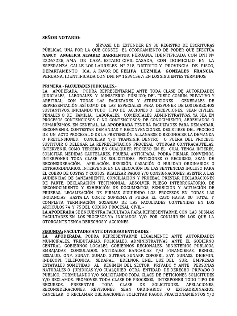 Modelo Poder de Pleito | Descargar gratis PDF | Apelación | Ley procesal