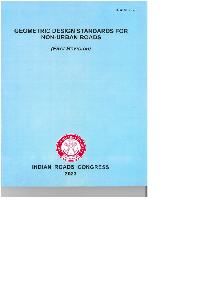 IRC 73-2023 Geometric Design Standards For Non-Urban (Rural) Roads - TOAZ - Info | PDF