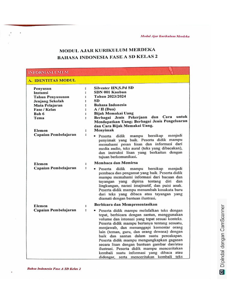 Modul Ajar Kelas 2 Bapak Pdf