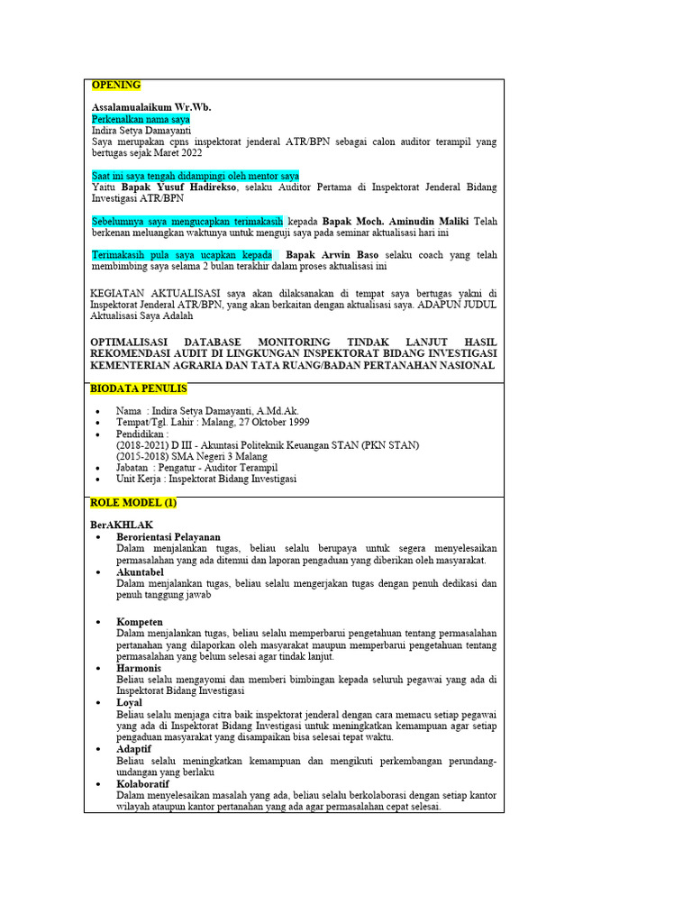 Script Seminar Aktualisasi | PDF | Karier & Perkembangan | Bisnis