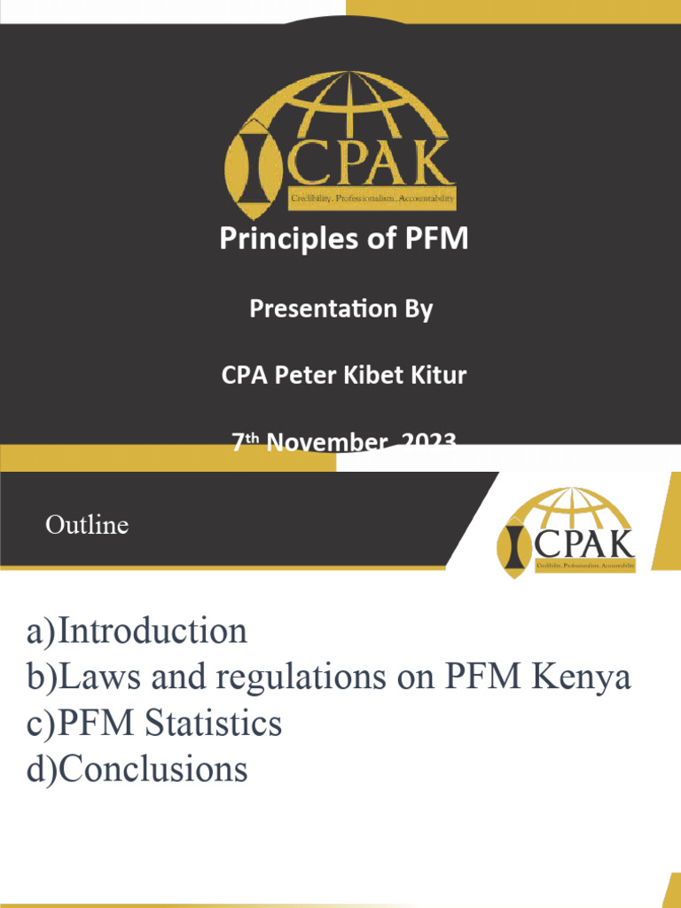 PFM Principles - CPA Kitur-1 | PDF | Public Finance | Government Spending