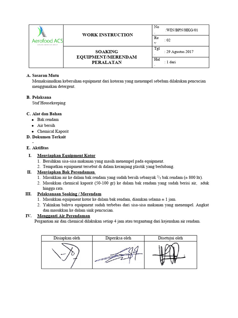 WIN BPN HKG 01 Soaking Equipment Merendam Peralatan | PDF