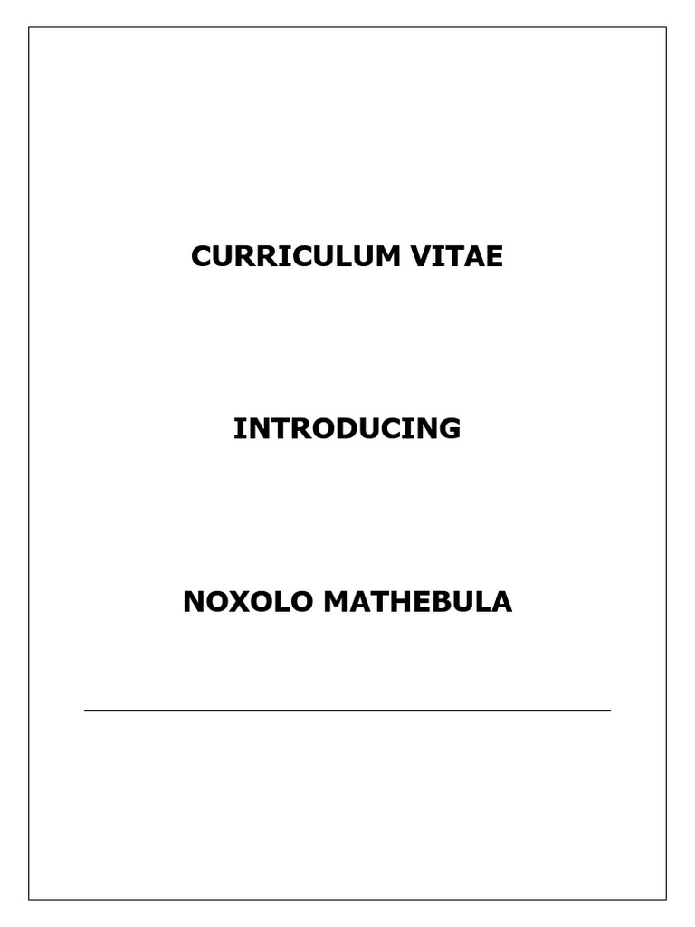 Curriculum Vitae of Noxolo Mathebula | PDF | Psychology | Sociology