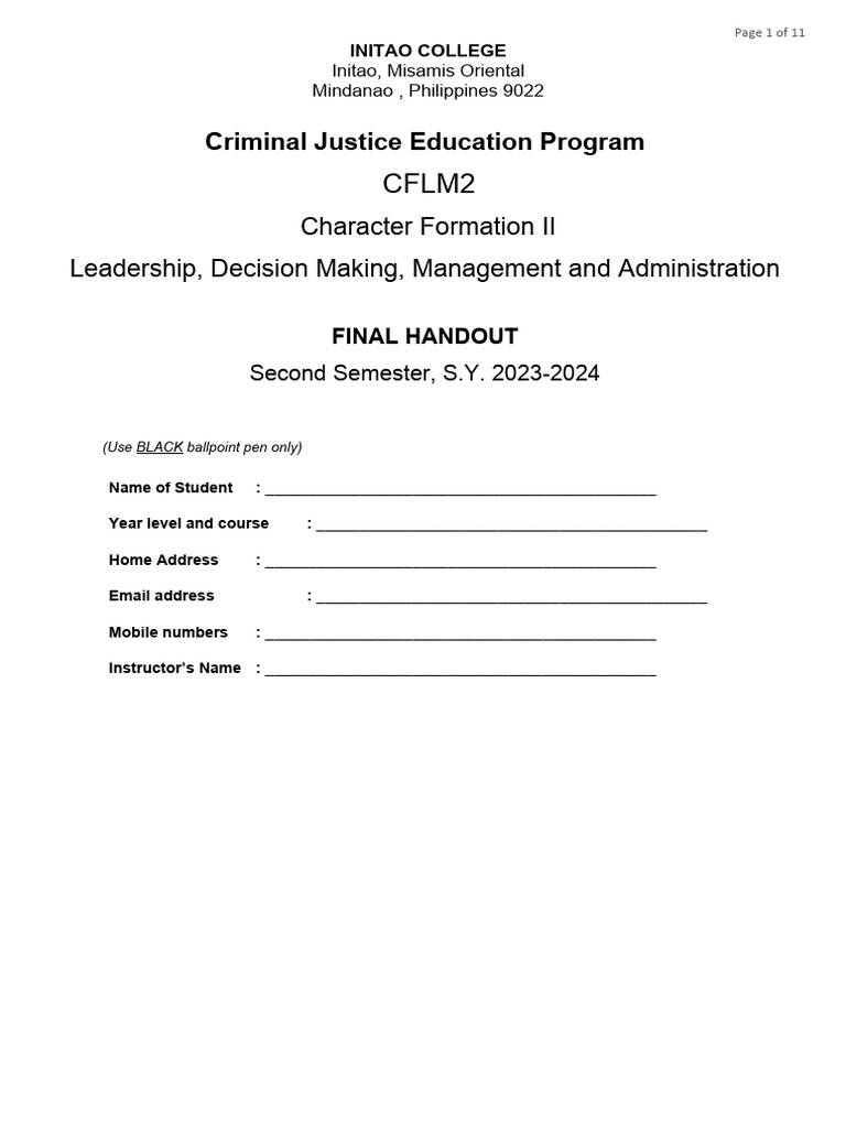 CFLM2 Final Handout | PDF | Bureaucracy | Expert