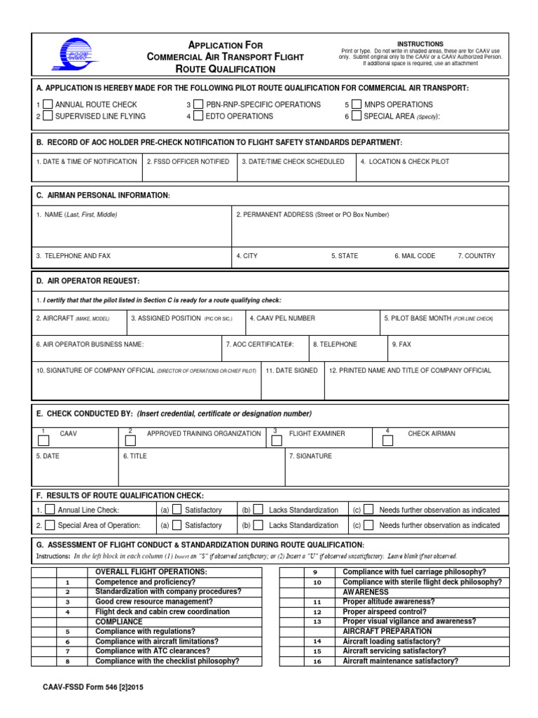 546 Form Pel Line Check Caav Cap Nhat | PDF | Instrument Flight Rules ...