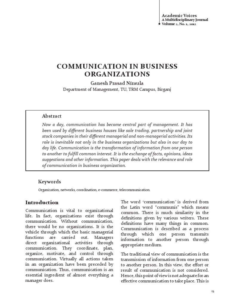 Communication in Business Organizations | PDF | Communication | Information
